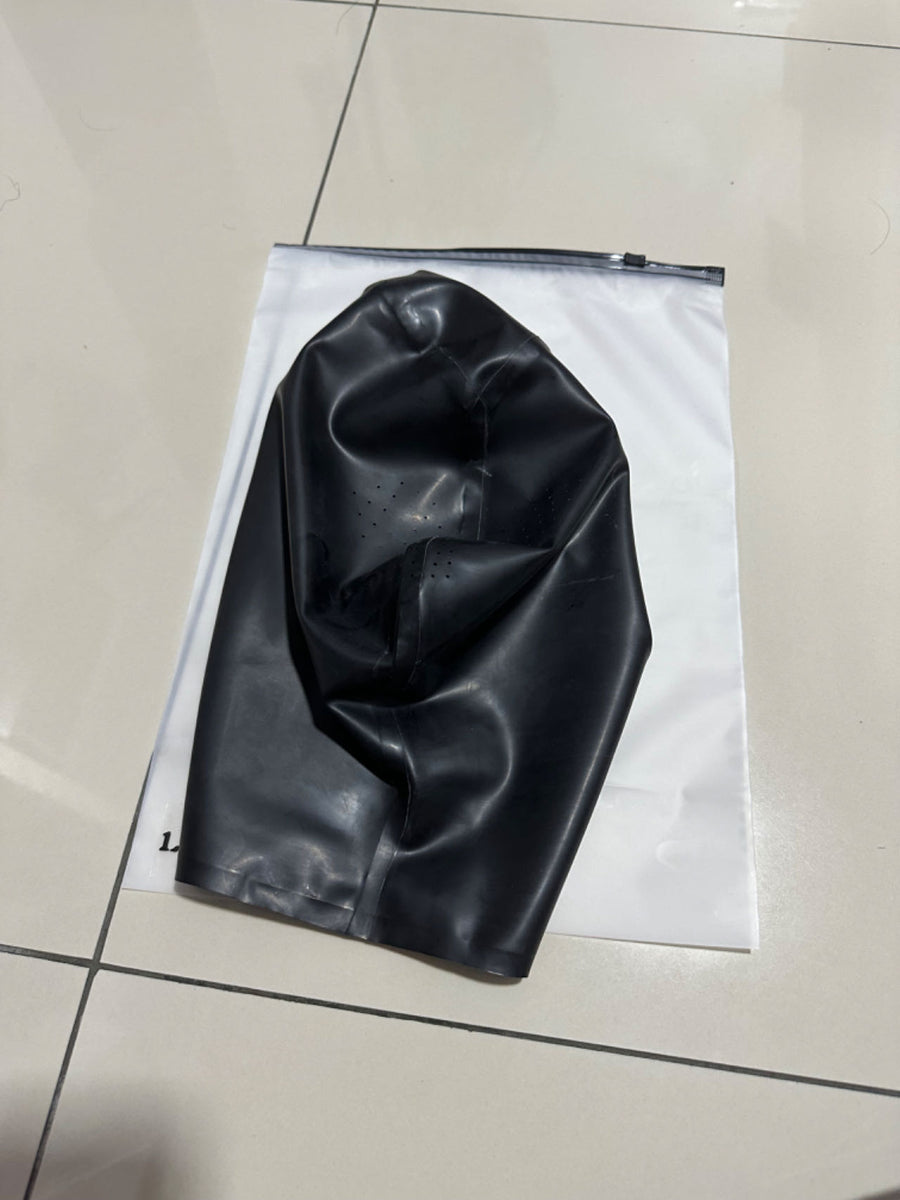 Breathable Latex Mask | Ventilated Full Face Hood - Glossy Black – Luximous