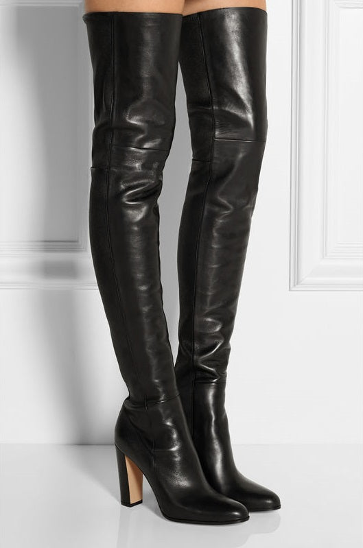 Chunky Heels thigh high boots | Padlock Ballet Boots – Luximous