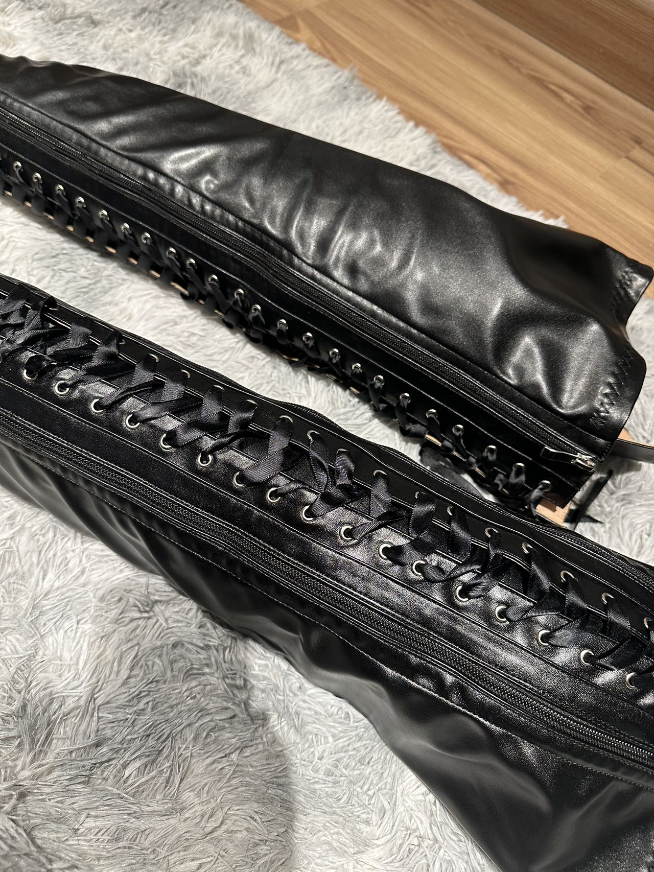 Platform Black Lace Up Thigh High Boots | Corset Gothic Style - Luximous